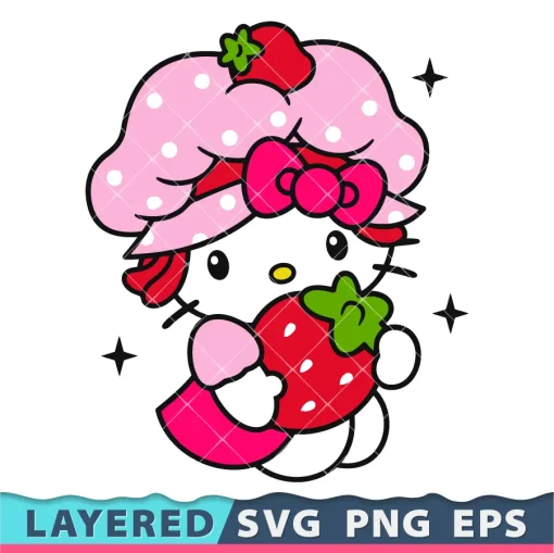 Hello Kitty Strawberry SVG And PNG – SVG Fanart