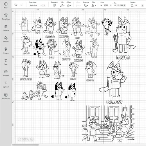Bluey Characters Outline SVG, Transparent Australian Cartoon PNG ...