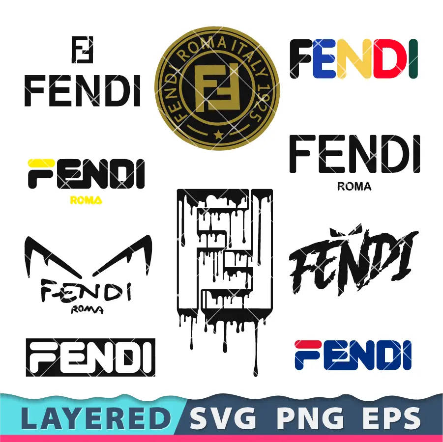 Fendi SVG Bundle, Dripping Logos PNG, Transparent Design