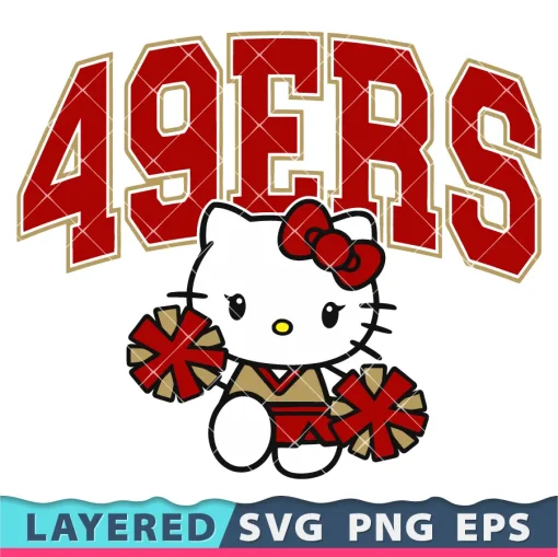 49ers Hello Kitty SVG, Transparent NFL PNG Character – SVG Fanart