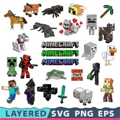 Minecraft Characters SVG Bundle, Transparent Gaming PNG – SVG Fanart
