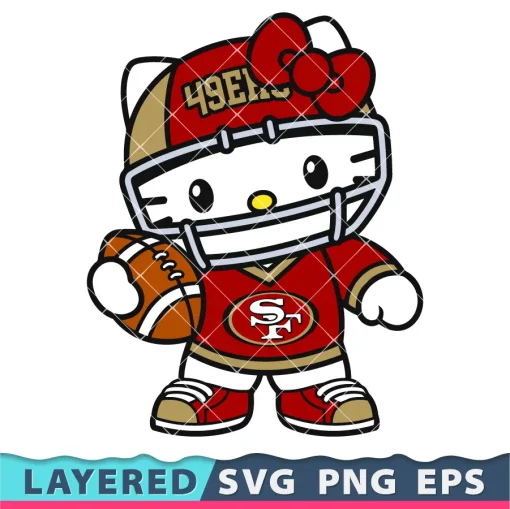 Hello Kitty 49ers PNG, San Francisco NFL Layered SVG