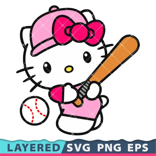 Hello Kitty Baseball SVG, Transparent Sanrio PNG – SVG Fanart