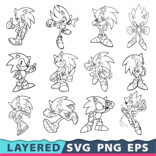 Sonic The Hedgehog Outline SVG, Transparent Sega PNG Collection - SVG ...