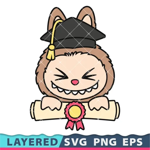 Labubu Graduation PNG, Labubu SVG Clipart, Labubu Graduate Cricut ...