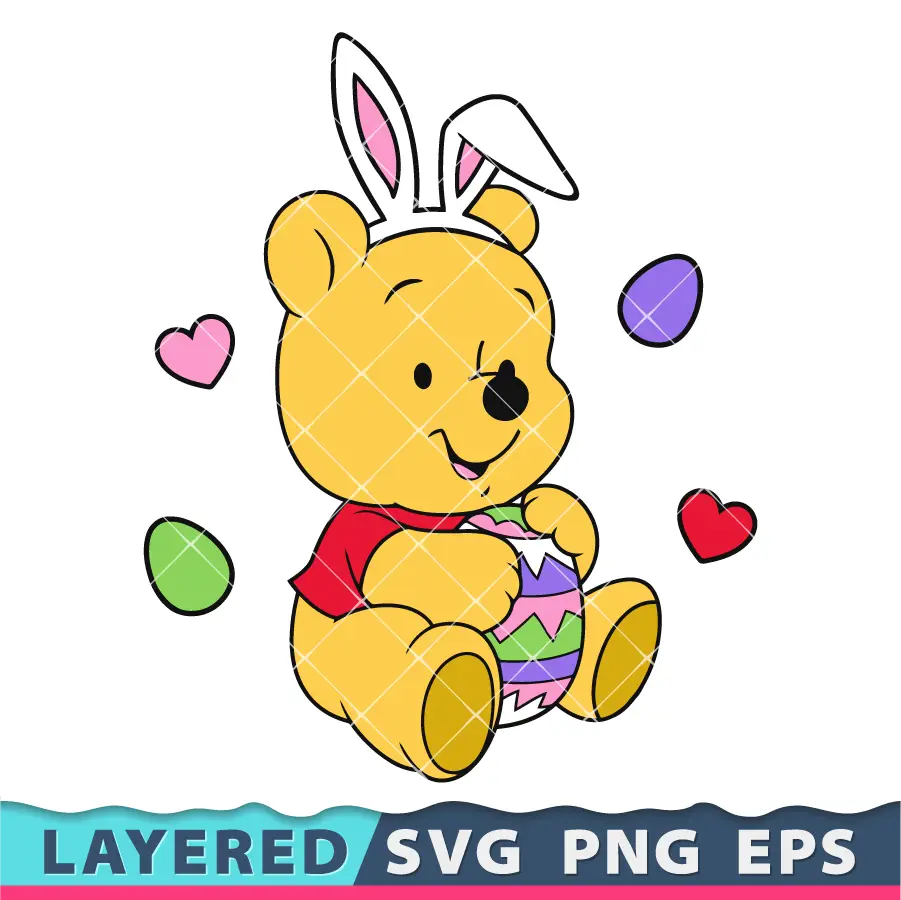 Winnie The Pooh Easter PNG, Disney SVG, Bunny 🐰 Pooh Cricut