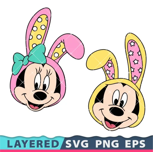 Easter Mickey Minnie Mouse PNG, Disney Bunny Ears SVG, Cartoon Clipart ...