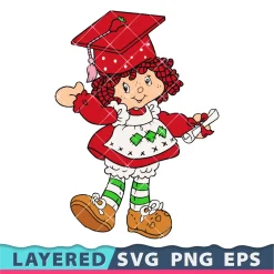Strawberry Shortcake Graduation PNG, SVG Clipart Layered – SVG Fanart