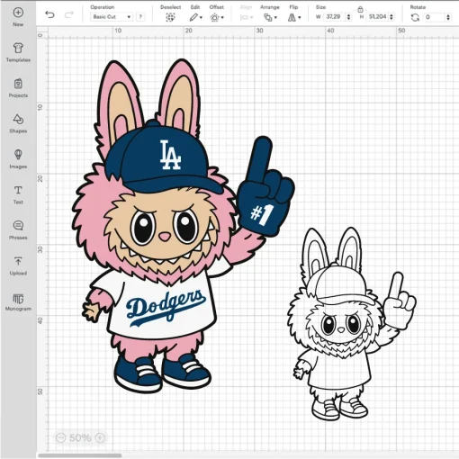 Labubu Dodgers PNG SVG, LA Baseball Pop Mart Monster - SVG Fanart