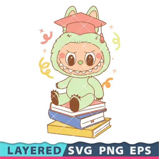 Labubu Preschool Graduation PNG, Cute Monster SVG Clipart – SVG Fanart