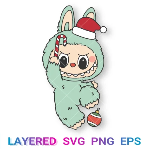 Labubu Christmas SVG PNG, Holiday Labubu Clipart Cricut - SVG Fanart