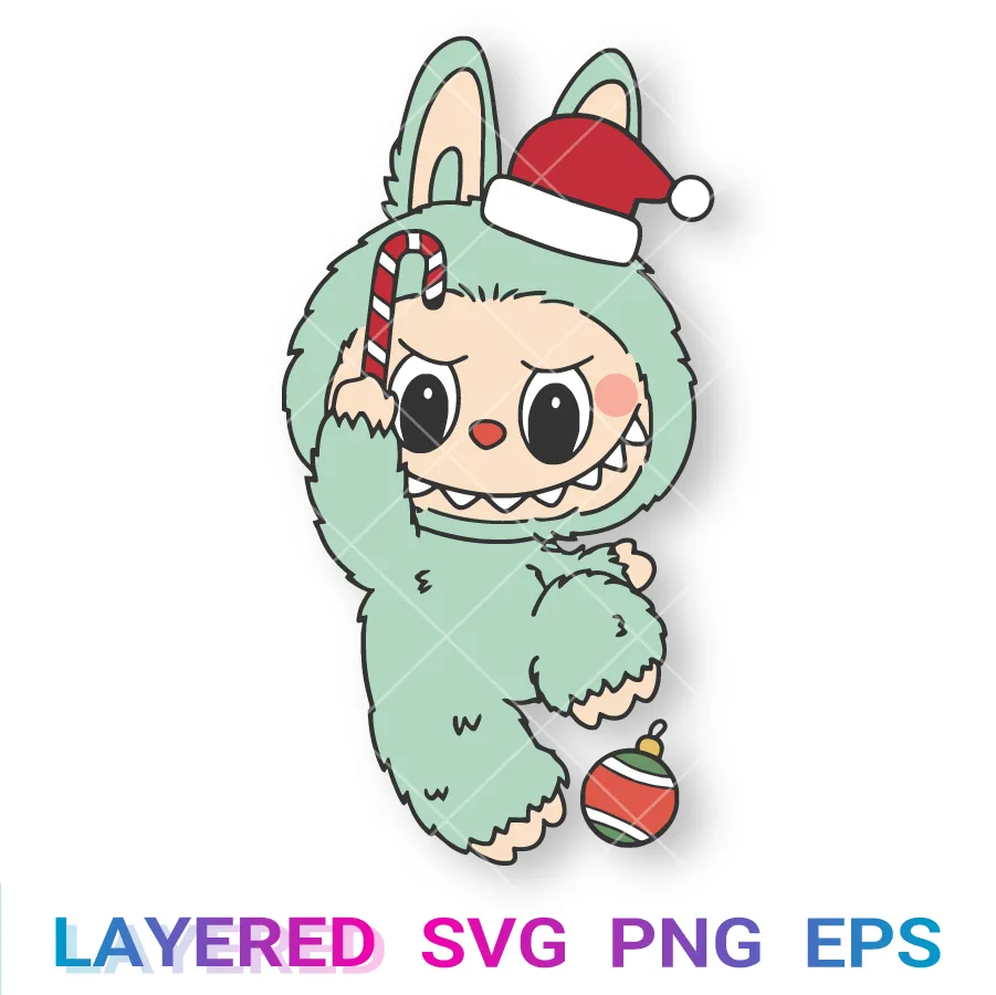 Labubu Christmas SVG PNG, Holiday Labubu Clipart Cricut - SVG Fanart