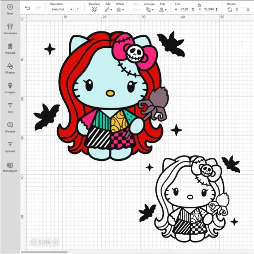 Hello Kitty Sally SVG, Nightmare Before Christmas PNG 🎃 - SVG Fanart