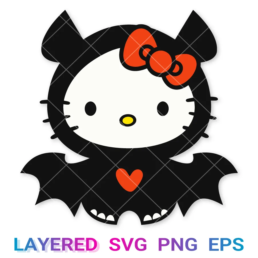 Hello Kitty Bat SVG, Halloween Hello Kitty PNG Sanrio - SVG Fanart